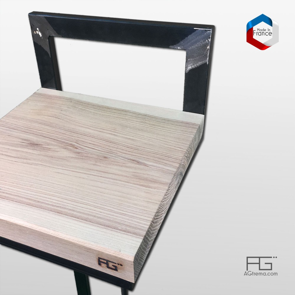 Tabouret de bar Buccula en acier brut et bois massif - AGtrema